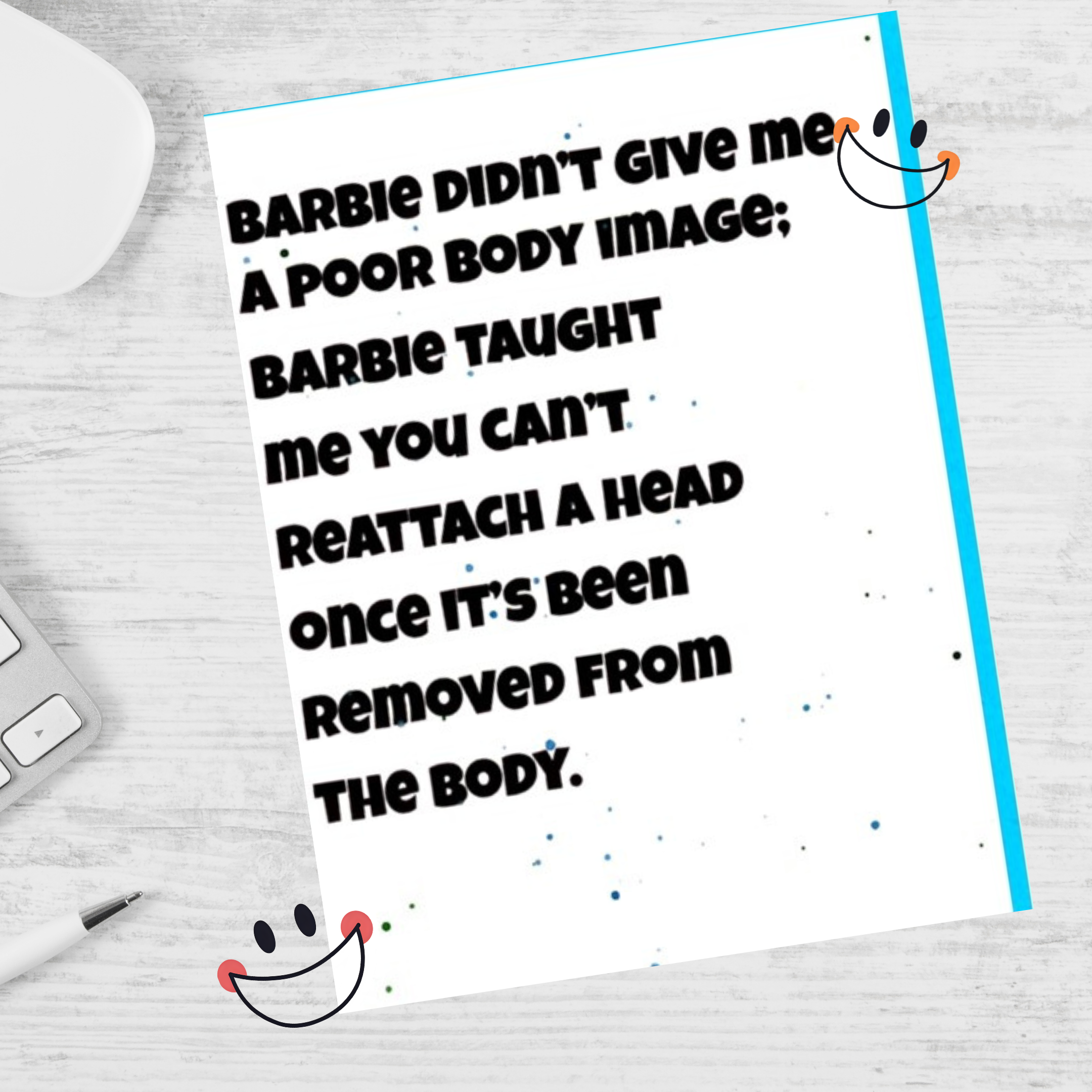 Barbie Body Image Note Card – Happy Hues Design Co., LLC